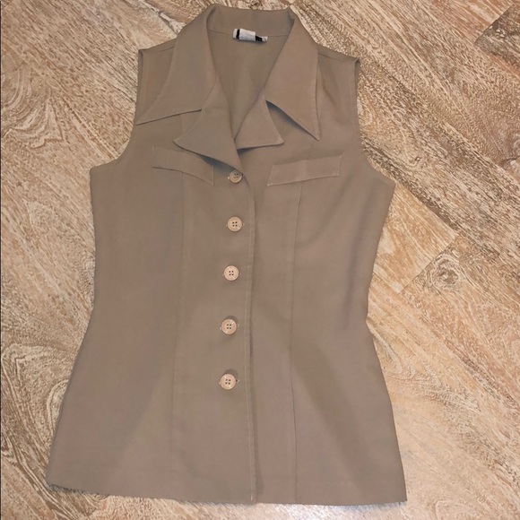 Vintage | Tops | Vintage Rayon Tan Vest New Star Small | Poshmark